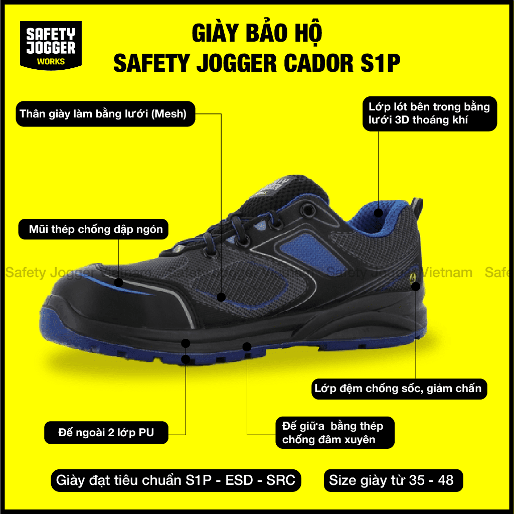 Giày Safety Jogger Cador S1P Xanh - Safety Jogger VietNam
